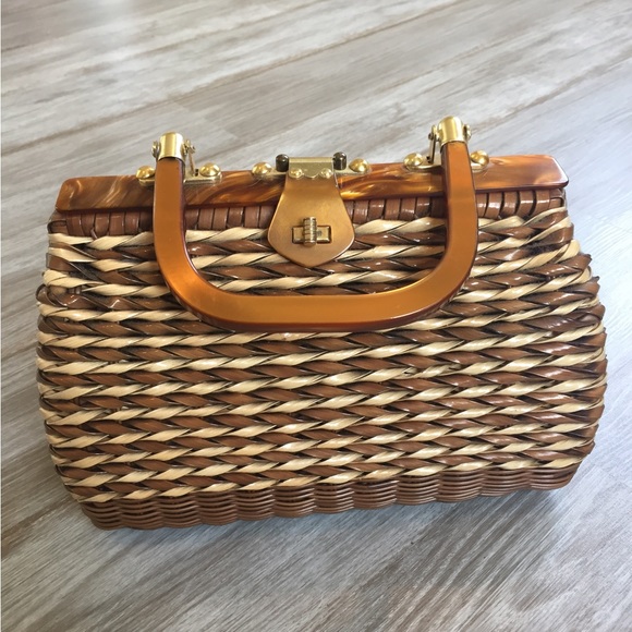 Sears | Bags | Vintage Plastic Wicker Lucite Purse Handbag | Poshmark